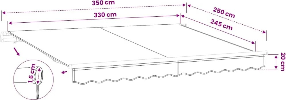 Náhradní plachta na markýzu krémová 350 x 250 cm polyesterová 143702