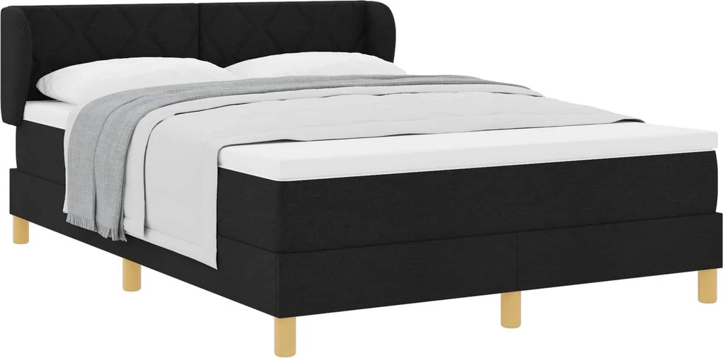 Postel s boxspringem s čelo Černá 160 x 200 cm textil 3340285