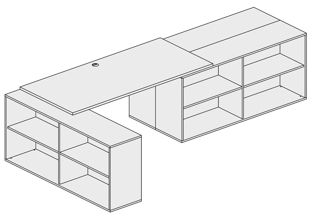 PLAN Kancelářský psací stůl s úložným prostorem BLOCK B02, bílá/dub přírodní