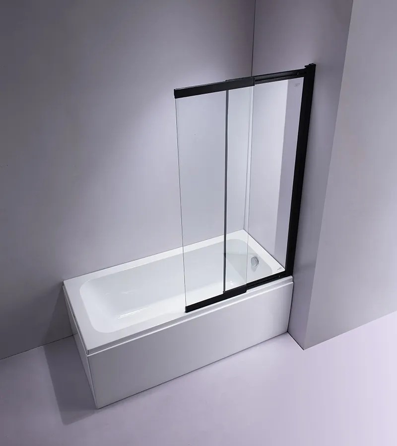 BPS-koupelny Dvoudílná vanová zástěna HYD-PR07 85x150 černá/transparent