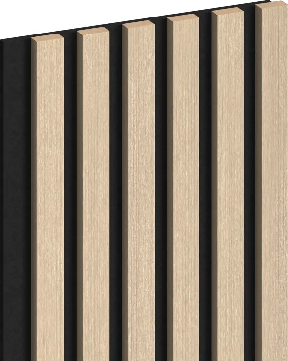 Mexen Lam-F, akustické stěnové lamely 275 × 30 cm, plstěný podklad 8 mm, technická dýha, dub pískový, S105-275307-3015-001