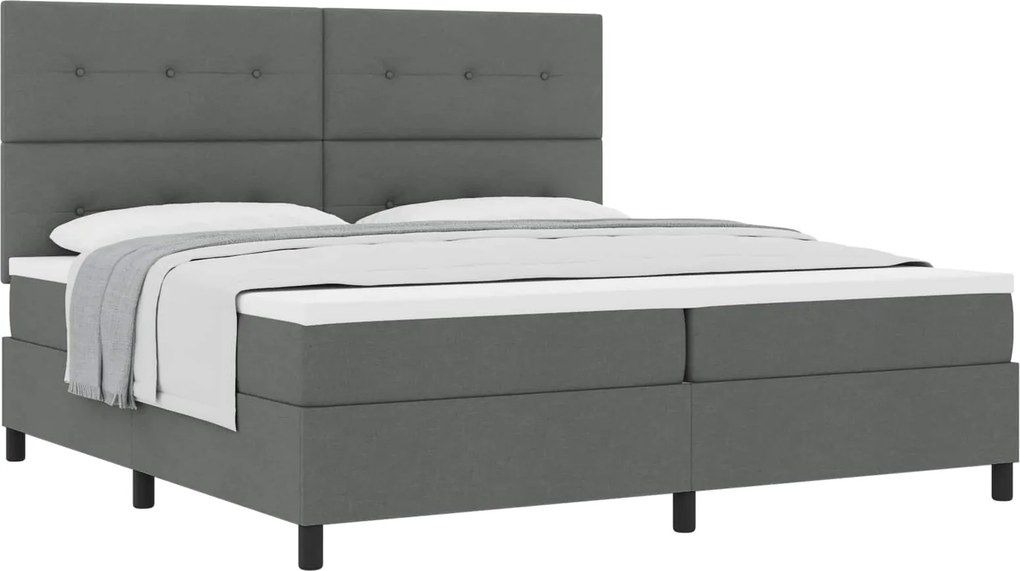 Postel s boxspringem s čelo Tmavě šedá 200 x 200 cm textil 3339414