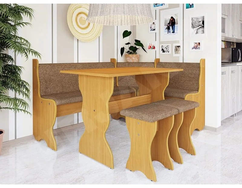 Kuchyňský sedací kout + stůl se stoličkami Samot, Barva: dub craft zlatý + hugo 100