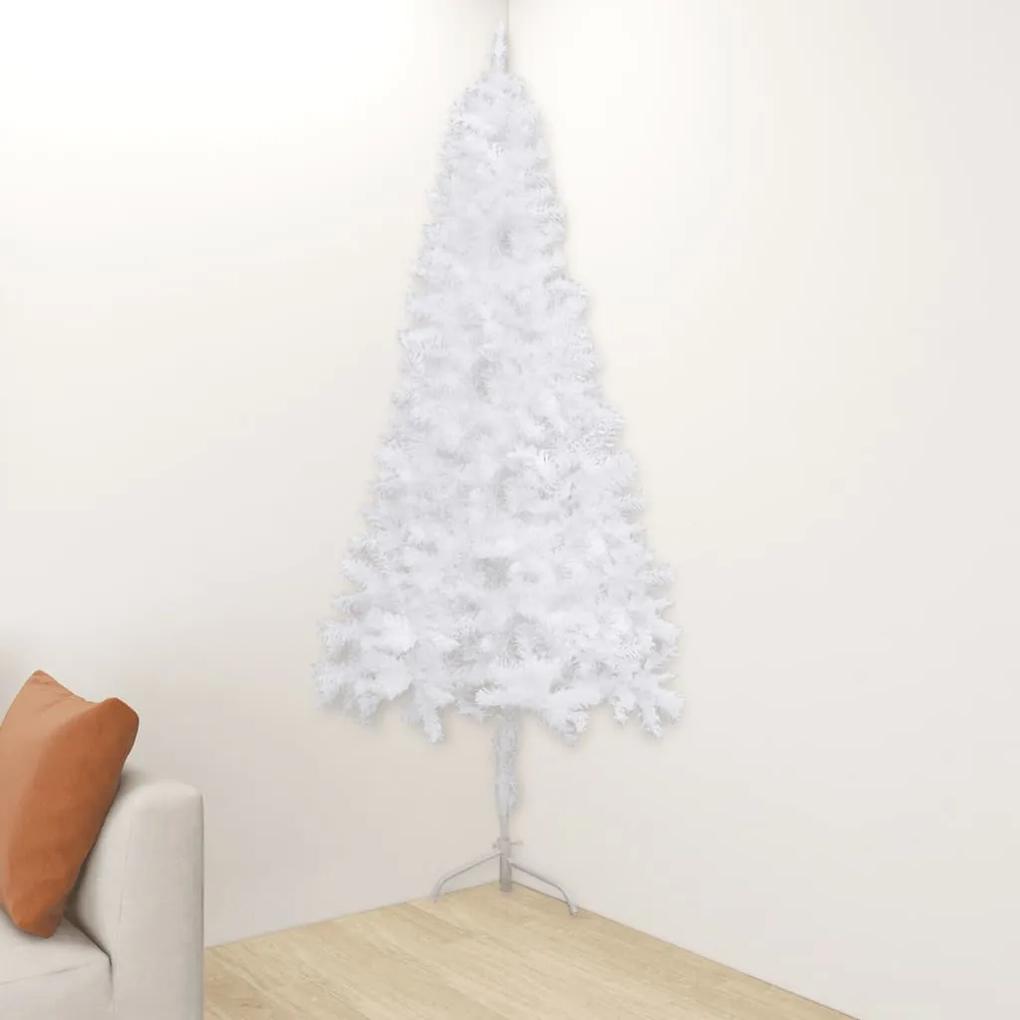 329170 vidaXL Rohový umělý vánoční stromek bílý 210 cm PVC
