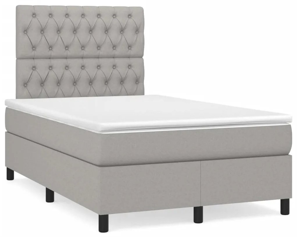 Box spring postel s matrací a LED světle šedá 120x190 cm textil 3270218