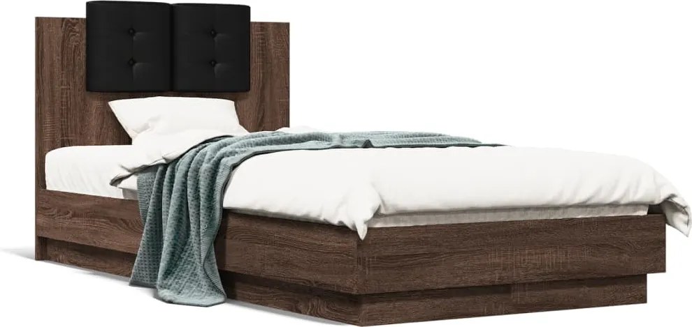 Rám postele s čelem hnědý dub 90 x 190 cm kompozitní dřevo 3209974