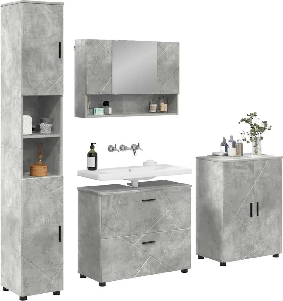 Sada koupelnového nábytku 4 ks Betonově šedá 35 x 30 x 192 cm 3393086