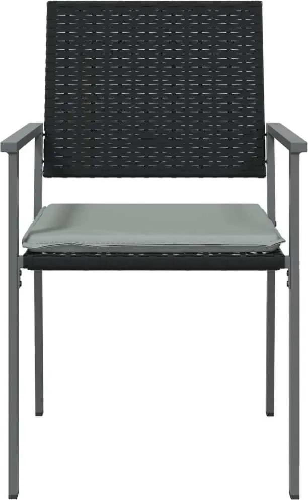 vidaXL Zahradní židle s poduškami 2 ks černé 54x62,5x89 cm polyratan [364097]