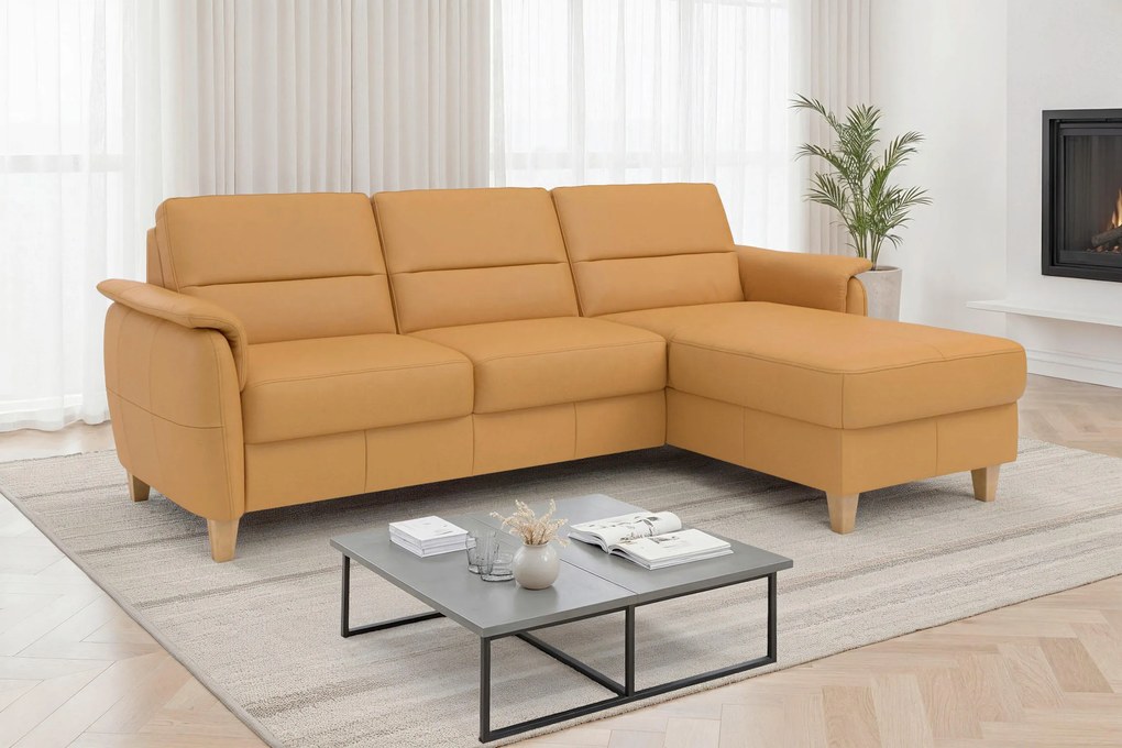XXXLutz ROHOVÁ SEDAČKA, textil, kůže, curry žlutá Sit & More - Sedací soupravy - 00014403323H