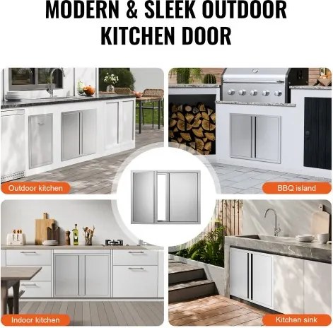 BBQ přístupová dvířka, 787 × 609 mm dvojitá venkovní kuchyňská dvířka