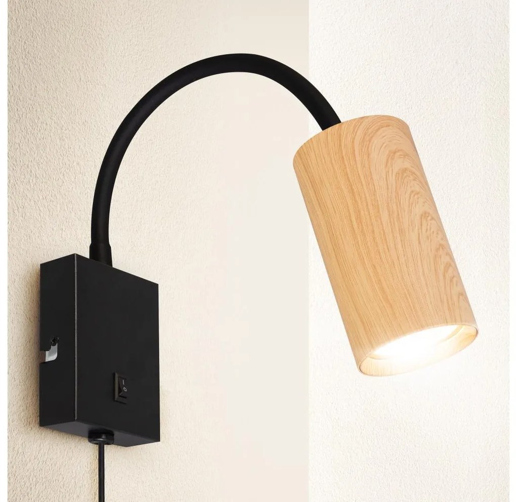Brilagi - Flexibilní nástěnná lampa SELE 1xGU10/30W/230V černá/dekor dubu