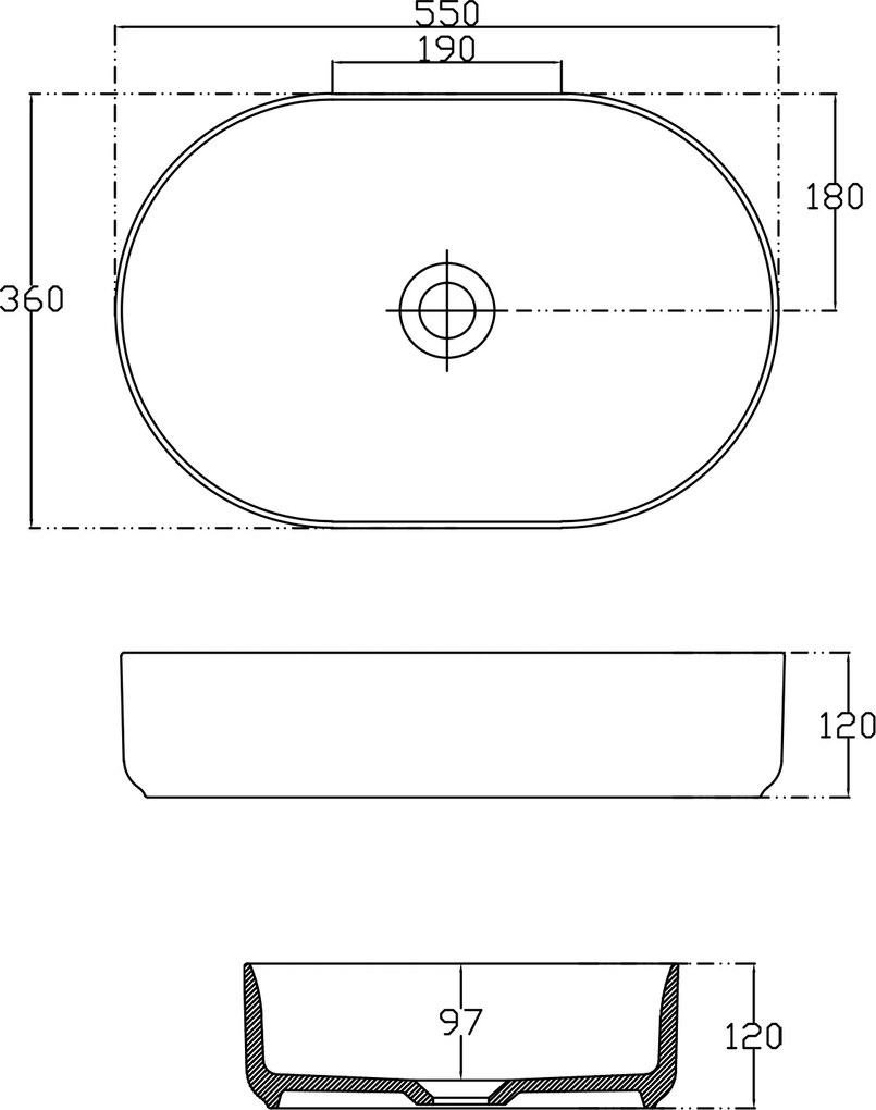 Isvea Isvea, INFINITY OVAL keramické umyvadlo na desku, 55x36cm, terracotta, 10NF65055-2U
