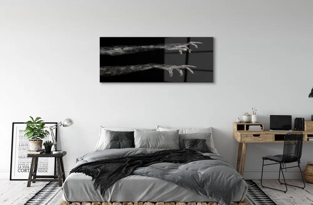 akrylový obraz Černé pozadí špinavé ruce 120x60 cm