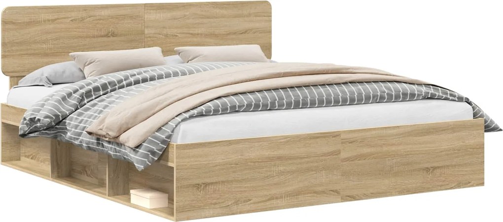 Rám postele s čelo Sonoma 200 x 200 cm Masivní borové dřevo 3412035