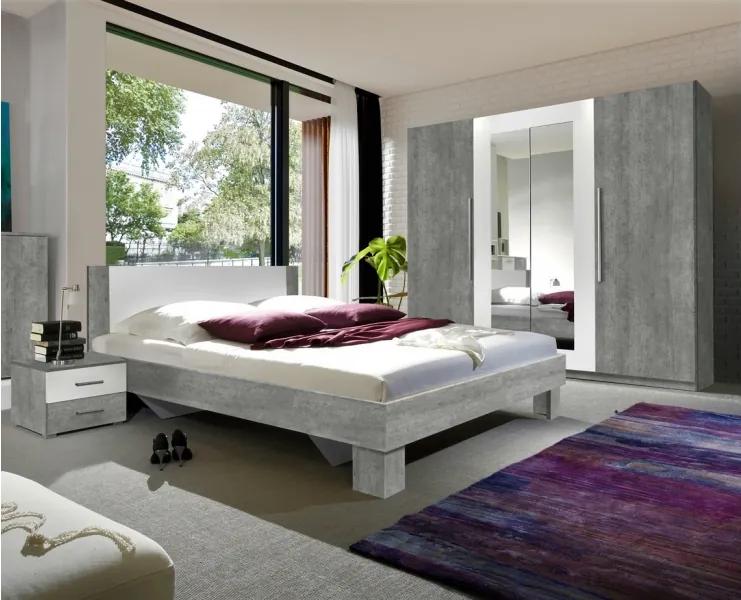Nábytek Elegance Ložnice VERA G - beton colorado/beton colorado bílá s postelí 160x200 cm