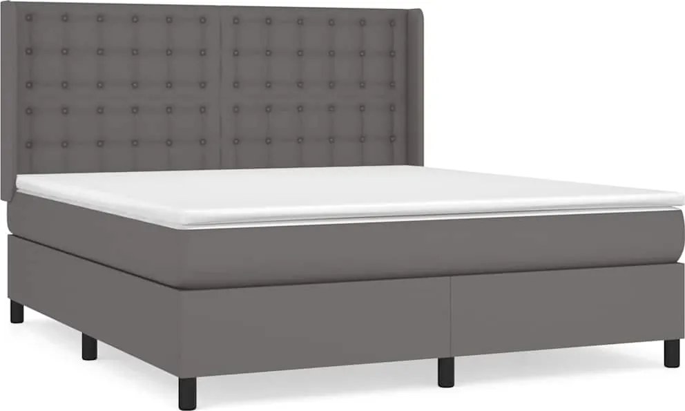 Box spring postel s matrací šedá 160x200 cm umělá kůže 3132511