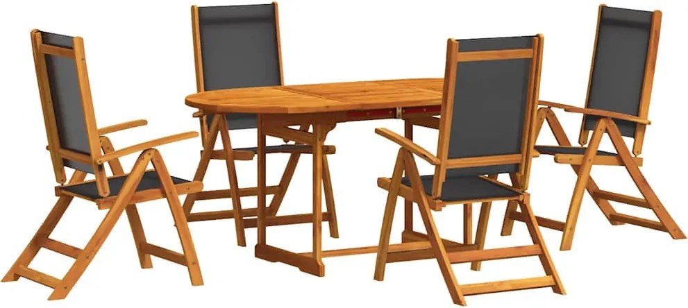 5dílný zahradní jídelní set masivní akáciové dřevo a textilen 3279266