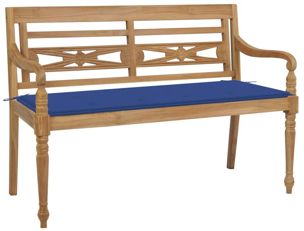 Lavice Batavia s královsky modrou poduškou - 120 cm | masivní teak