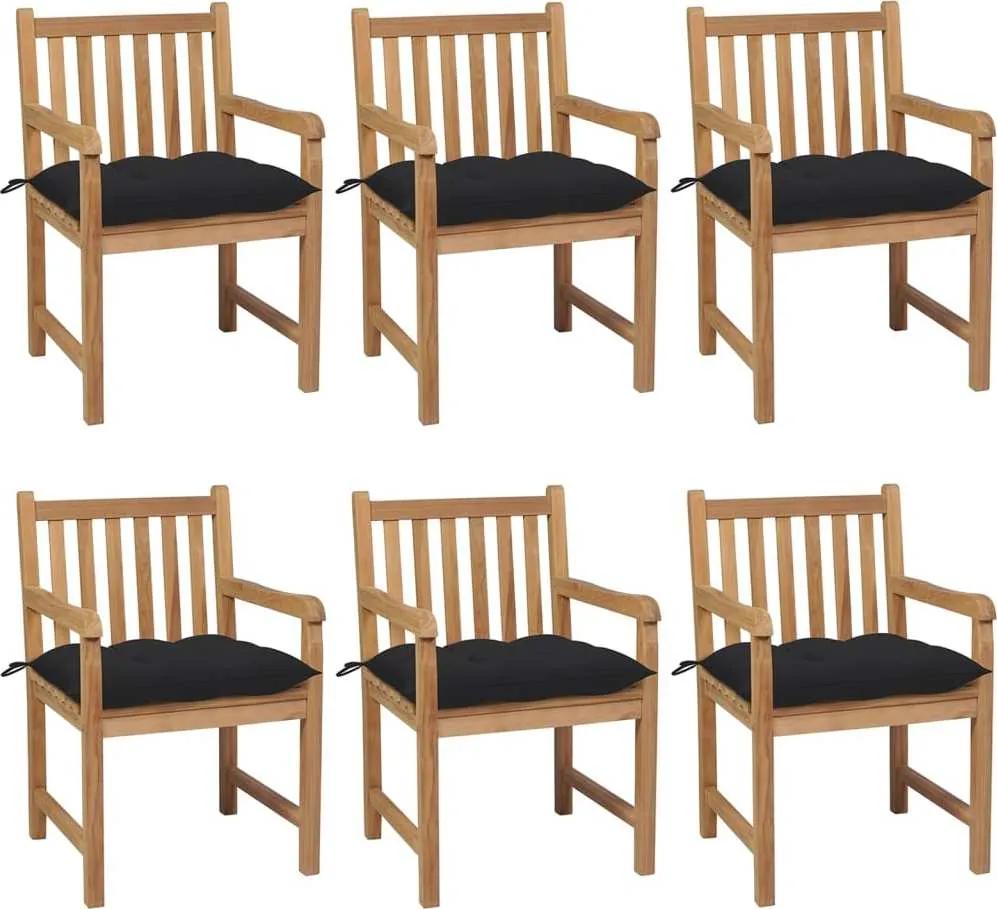 vidaXL Zahradní židle 6 ks podušky masivní teakové dřevo [3073050] Barva: Modrá