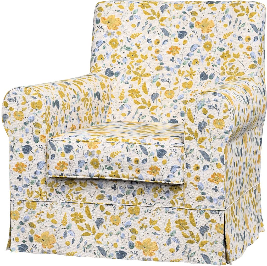 Potah na křeslo IKEA Ektorp Jennylund barva žlutá látka pletený vzor, vzorované