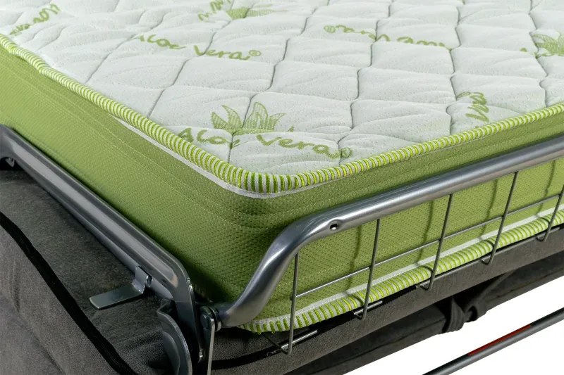 Pohovka JANIRA s rozkladem na každodenní spaní - matrace s Aloe vera, hořčicová (roma -14 senape)