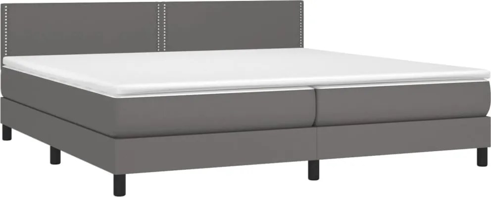 Box spring postel s matrací šedá 200x200 cm umělá kůže 3141087