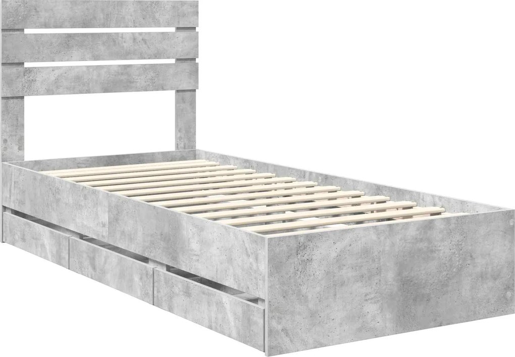 Rám postele s čelo Betonově šedá 75 x 190 cm Inženýrské dřevo 3411541