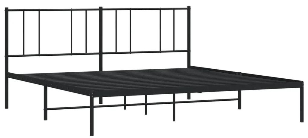 Kovový rám postele s čelem černý 193 x 203 cm,  352486