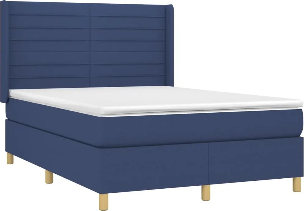 Box spring postel s matrací a LED modrá 140x200 cm textil 3138963