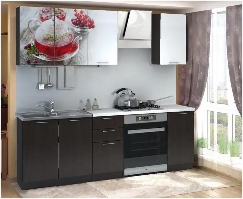 Moderní kuchyňská linka CS-6200, bílá lesk-wenge, tea, 160 cm KN nábytek