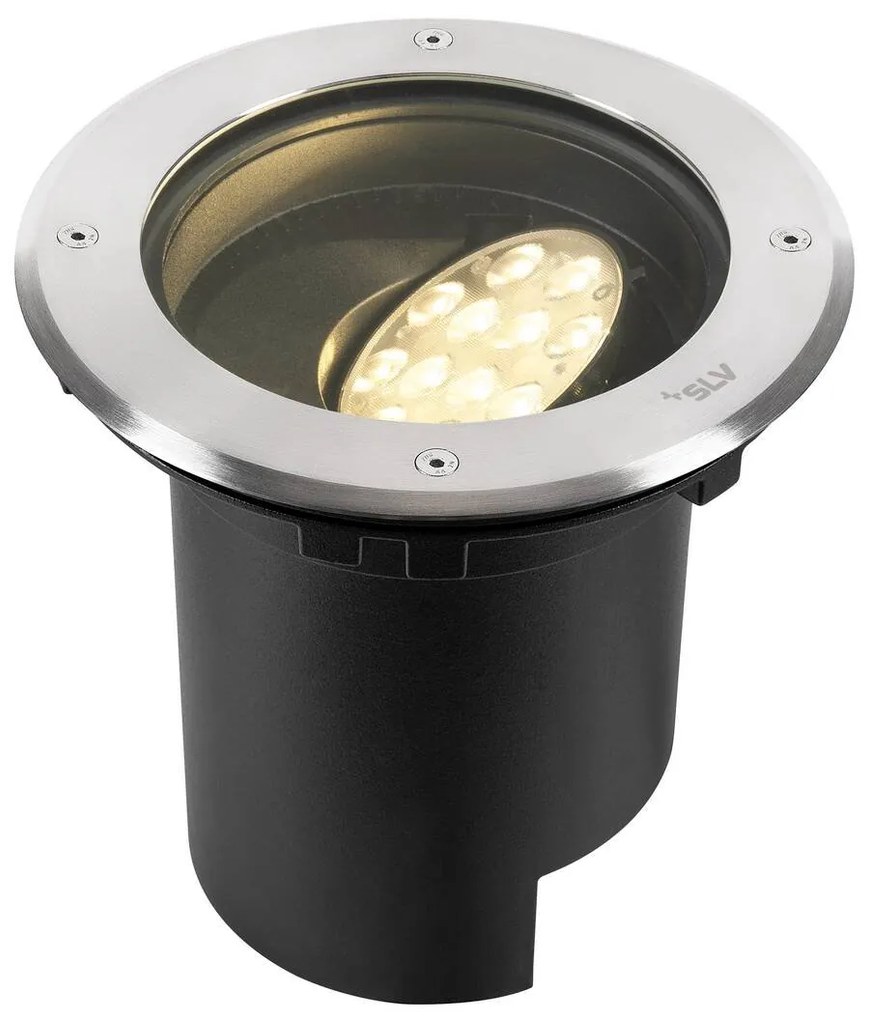 LA 1009168 DASAR® L svítidlo do země, asymetrické, 3000K, 70°/40°, IP65/IP67, kulaté, nerezová ocel / černá - BIG WHITE (SLV)