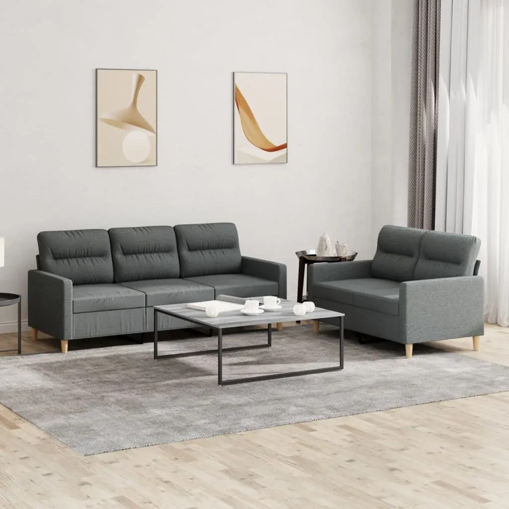2dílná sedací souprava s poduškami tmavě šedá textil 3201601