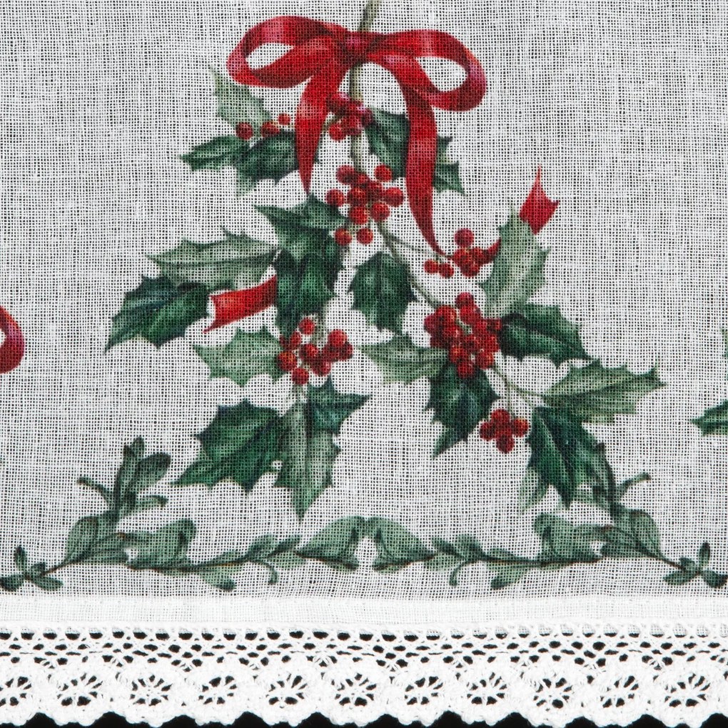 KRÁTKÁ VÁNOČNÍ ZÁCLONA NA PÁSCE XMAS7 150X30 CM VZOROVANÁ