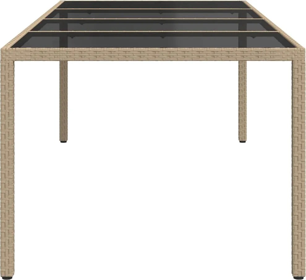Zahradní stůl béžový 250 x 100 x 75 cm tvrzené sklo a polyratan 316728