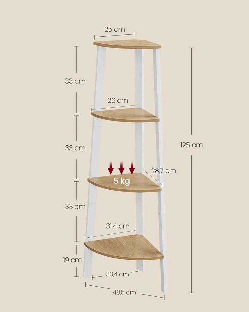 Rohový regál Vasagle Djerha dub přírodní/bílá