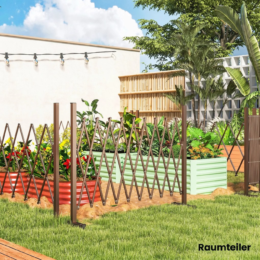 Outsunny Sklopná a Roztahovací Bezpečnostní Brána 250D x 31Š x 104V cm Hliník Metal Čokoládová