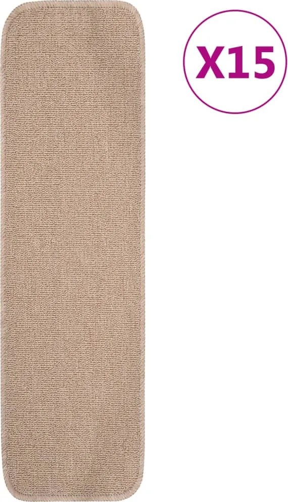 Nášlapy na schody 15 ks 75 x 20 cm béžové protiskluzové 340403