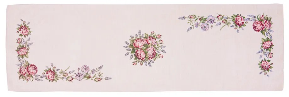 Tegatex Gobelínový ubrus chenille - růže s levandulemi Velikost: 40*140 cm