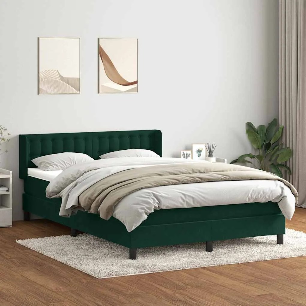 Box spring postel s matrací tmavě zelená 160x220 cm samet 3318498