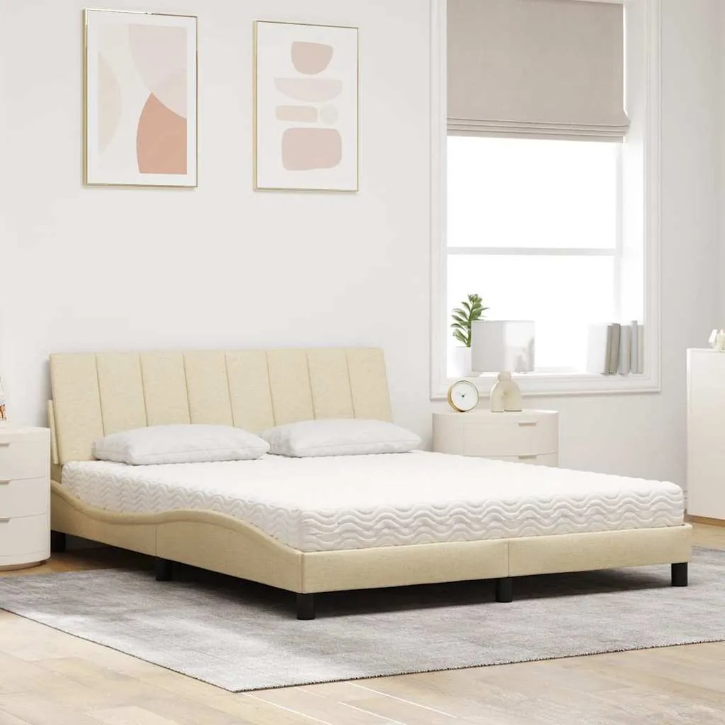 Postel s matrací Hanko krémová 160 x 200 cm textil 3310543