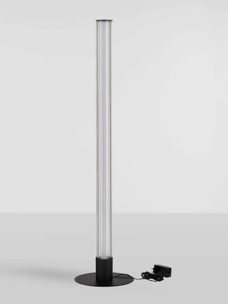 Matně černá hliníková LED stmívatelná stojací lampa se skleněným stínidlem (výška 130 cm) Glovia – Nova Luce