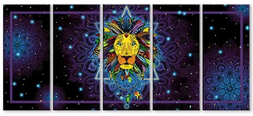 Malvis ® Pětidílný obraz Lví mandala Velikost: 200x90 cm