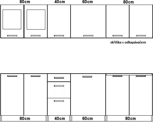 Casarredo - Komfort nábytek Kuchyňská linka BURNS 260 cm, s SU bílá akryl