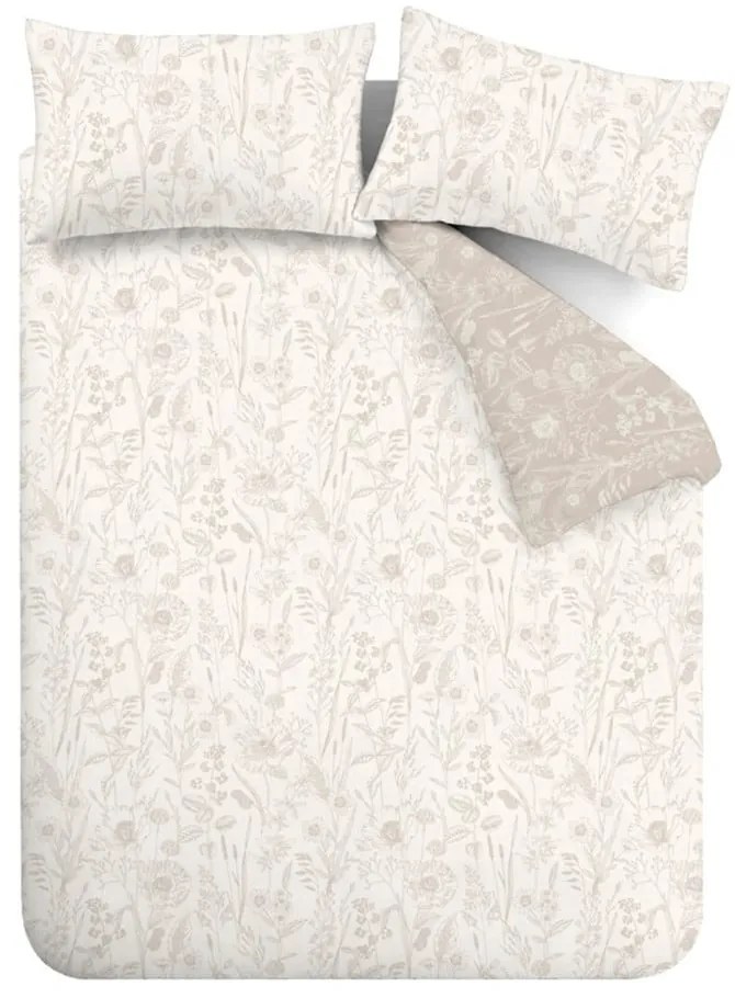 Béžové flanelové povlečení na jednolůžko 135x200 cm Floral Toile – Bianca