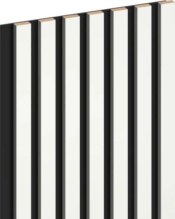 Mexen Lam-B, stěnové lamely 275 × 31,5 cm, HDF deska 4 mm, bílá lesklá, S100-275317-2812-054