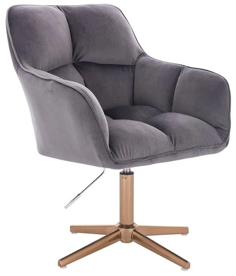 LuxuryForm DESIGN Otočné křeslo AMALFI VELUR na zlatém kříži - tmavě šedé