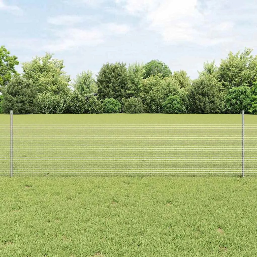 Svařovaná drátěná plotovina s tyčkami 10 x 0,5 m Stříbrná 3336314