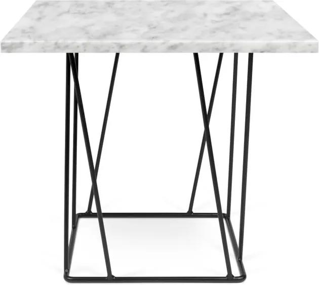 Bílý mramorový konferenční stolek s černými nohami TemaHome Helix, 50 x 50 cm