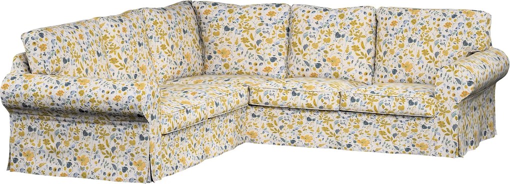 Potah na pohovku IKEA  Ektorp rohová barva žlutá látka pletený vzor, vzorované