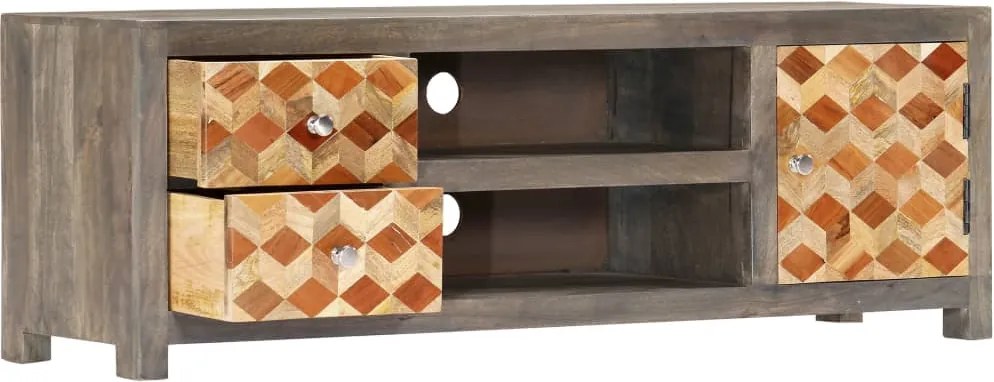 TV stolek - masivní mangovníkové dřevo - šedý | 120x30x40 cm